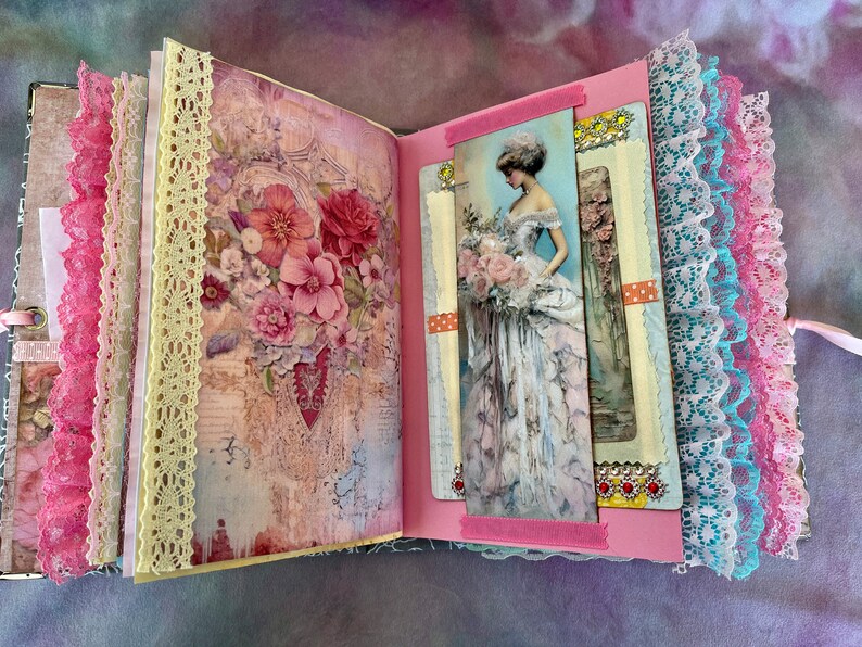 Handmade Gray & Pink Wedding Junk Journal Wedding Guestbook Bridal ...