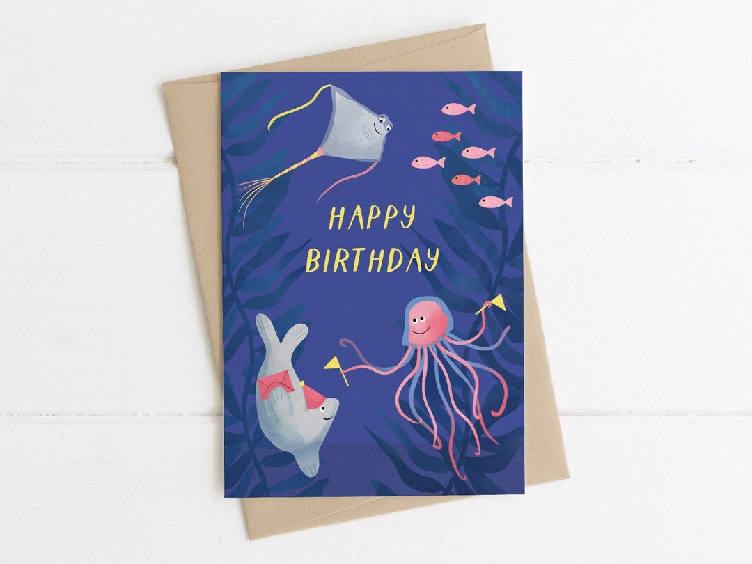 Underwater Birthday Card, Kids Ocean Birthday Card, Children's Sea ...