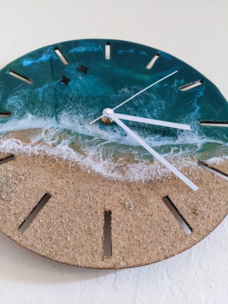 Ocean/ Beach Waves -blue Resin Wall Clock 12". Housewarming/ Valentine ...