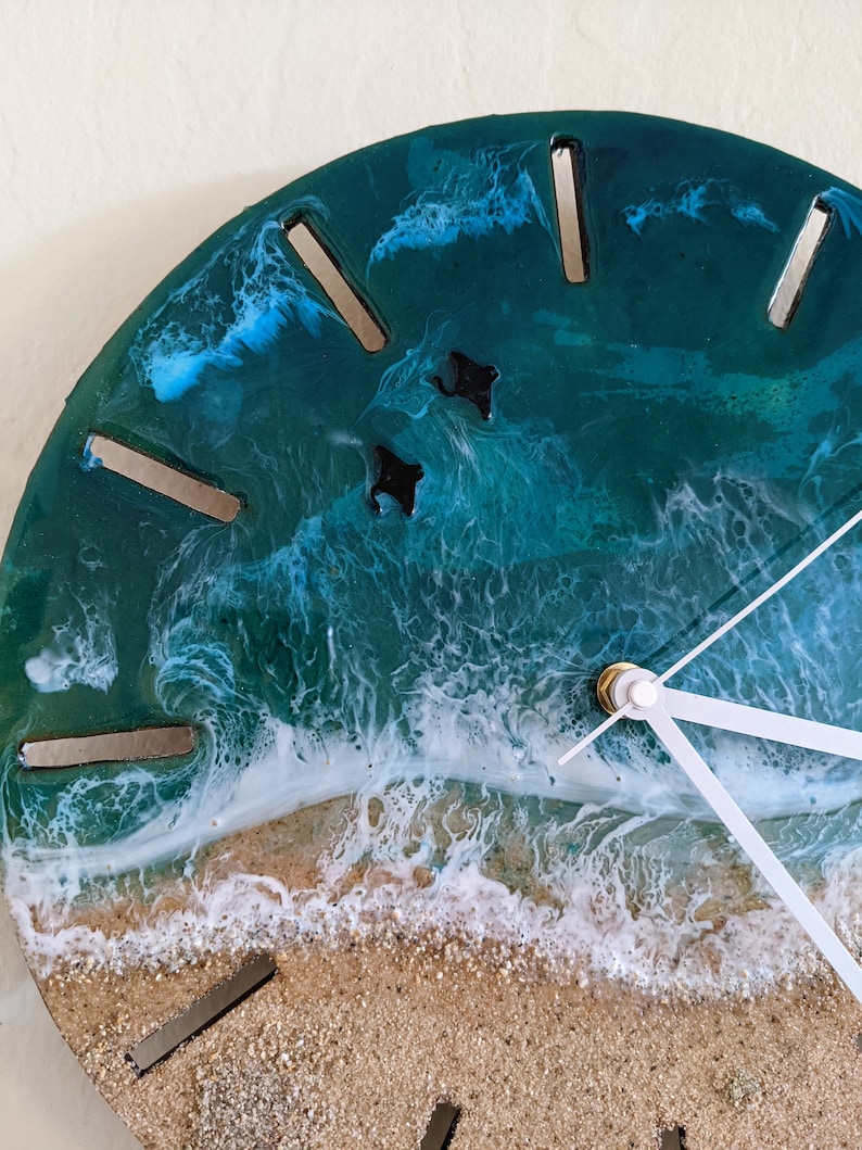 Ocean/ Beach Waves -blue Resin Wall Clock 12". Housewarming/ Valentine ...