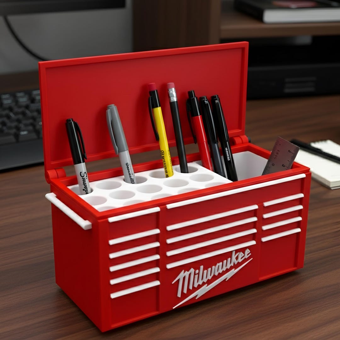 Toolbox Pen Holder| Tool Box Organizer For, Desk| Gift for Mechanics, Woodworkers, Contractors ...