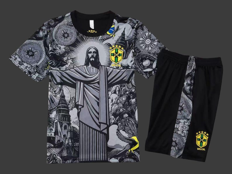 Brazil X Jesus Edition Kids Football Kit: Personalized Sports Jersey - Etsy