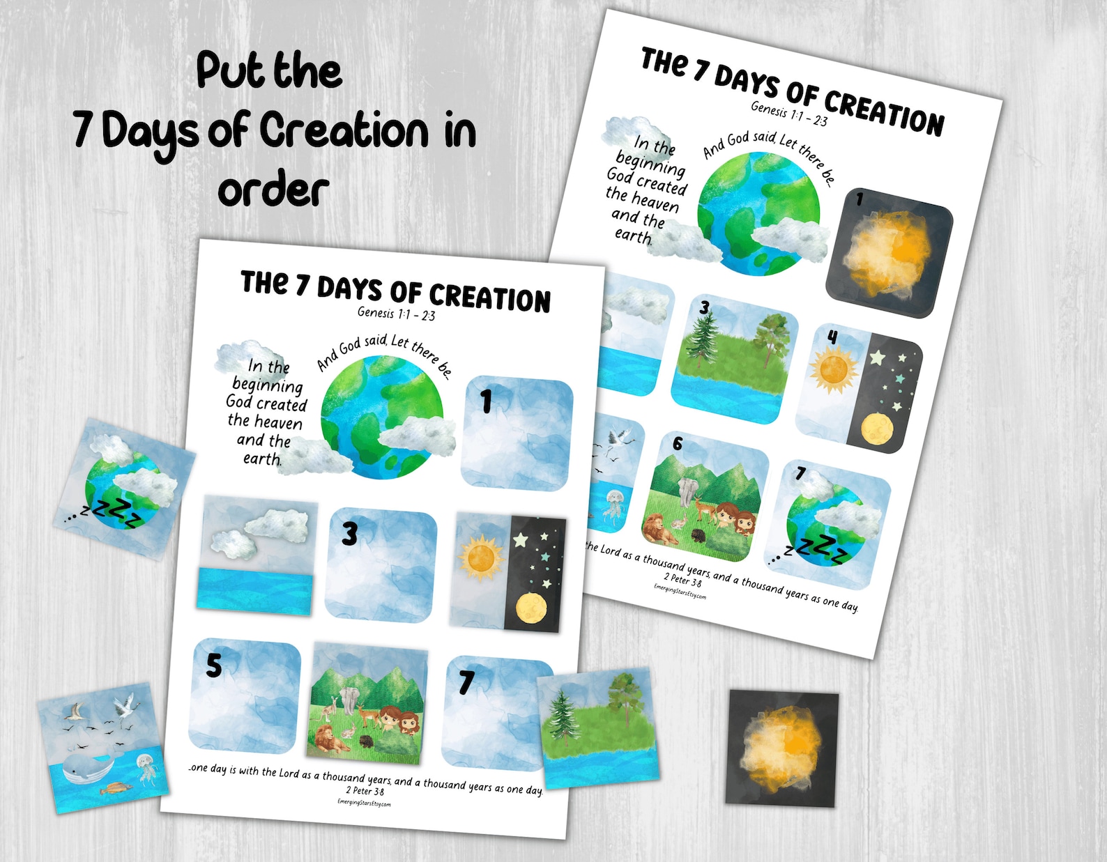 7 Days of Creation Printable Kids Bible Activity, Sunday School Story ...