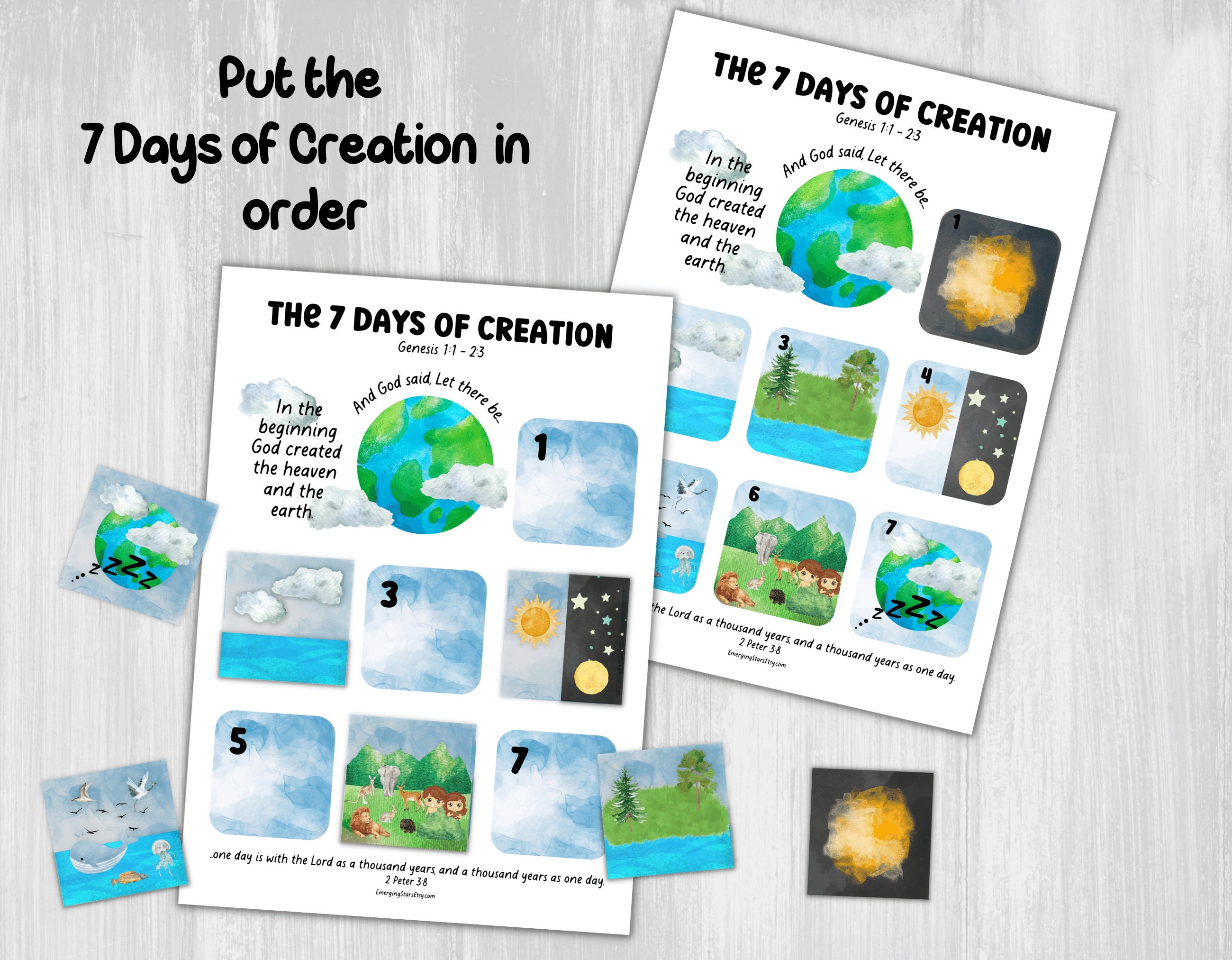 7 Days of Creation Printable Kids Bible Activity, Sunday School Story ...