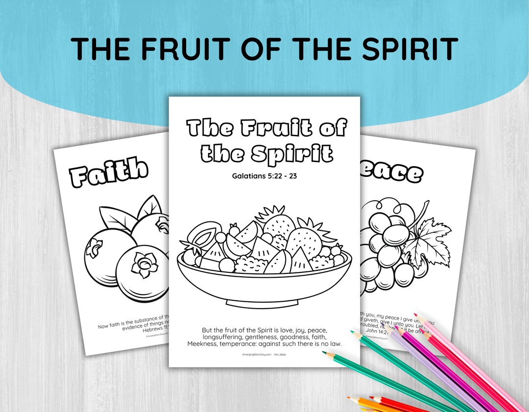 Fruit of the Spirit Color in Bible Activity for Kids, Faith Based ...