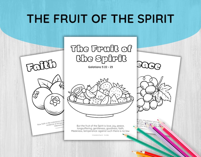 Fruit of the Spirit Color in Bible Activity for Kids, Faith Based ...