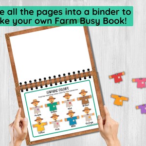 Farm Toddler Busy Book Printable, Preschool Quiet Book on Farm Animals ...