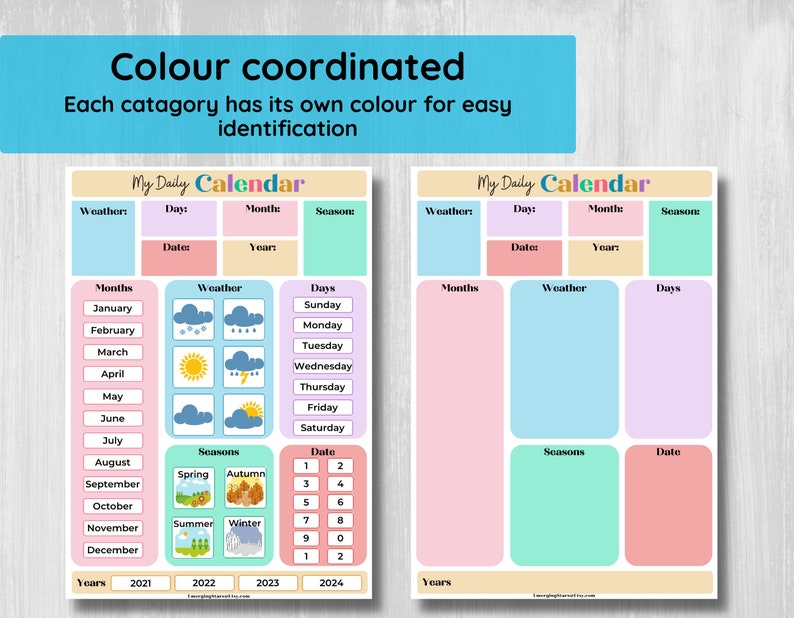 Children's Montessori Daily Calendar/ Interactive Home School Calendar ...