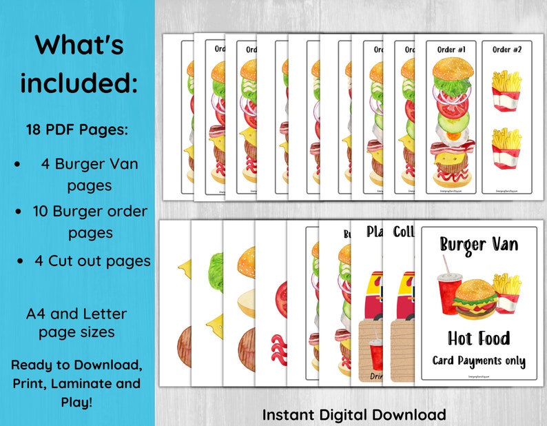 Preschool Build a Burger Game, Toddler Printable Burger Activity ...