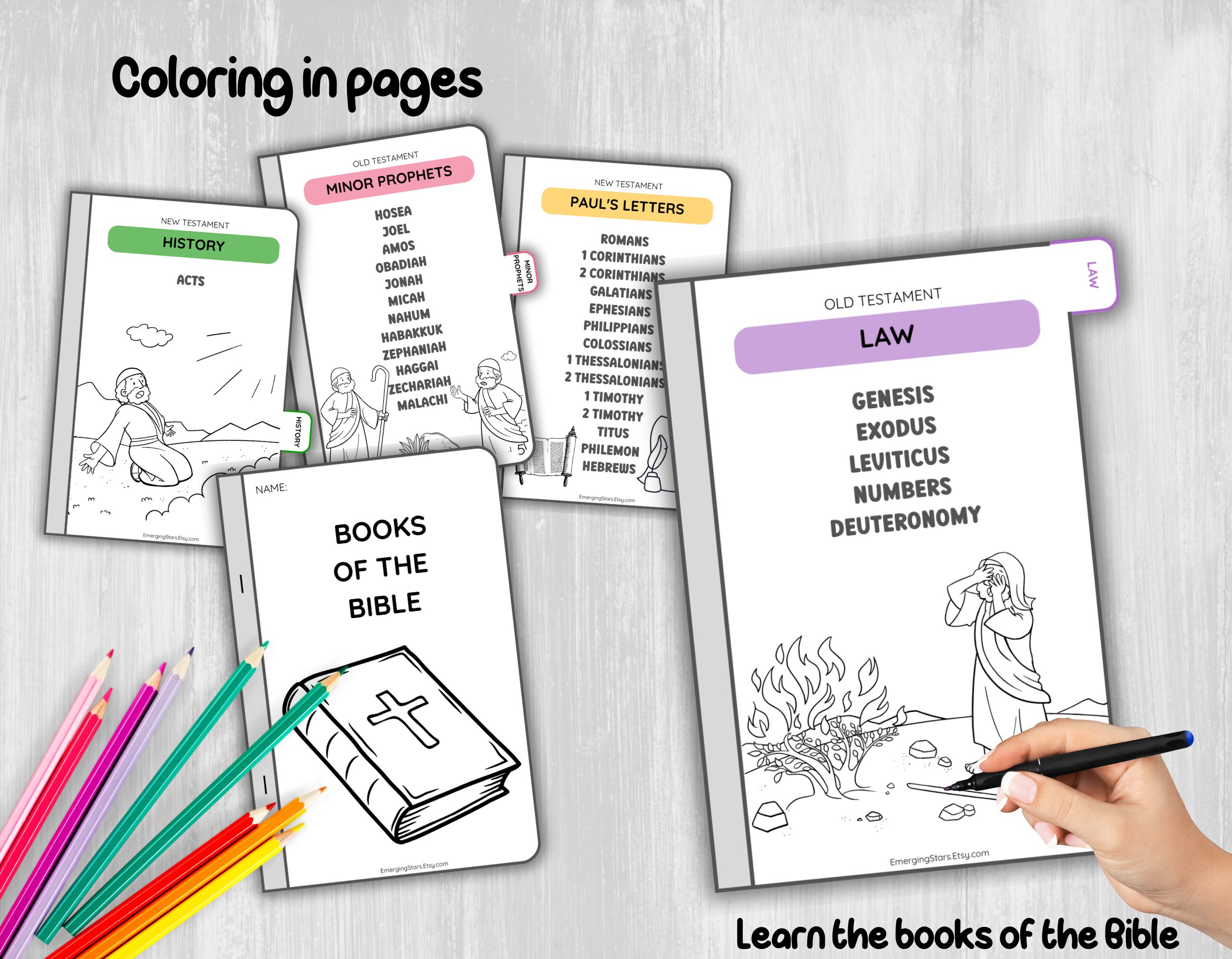 Books of the Bible Flip Book/ Download Kids Bible Coloring in Booklet ...