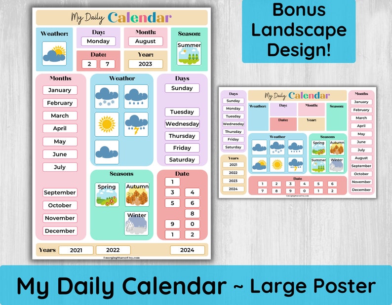 Children's Montessori Daily Calendar/ Interactive Home - Etsy
