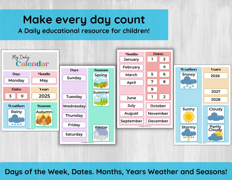 My Daily Calendar/ Montessori Interactive Calendar/ Morning Routine for ...