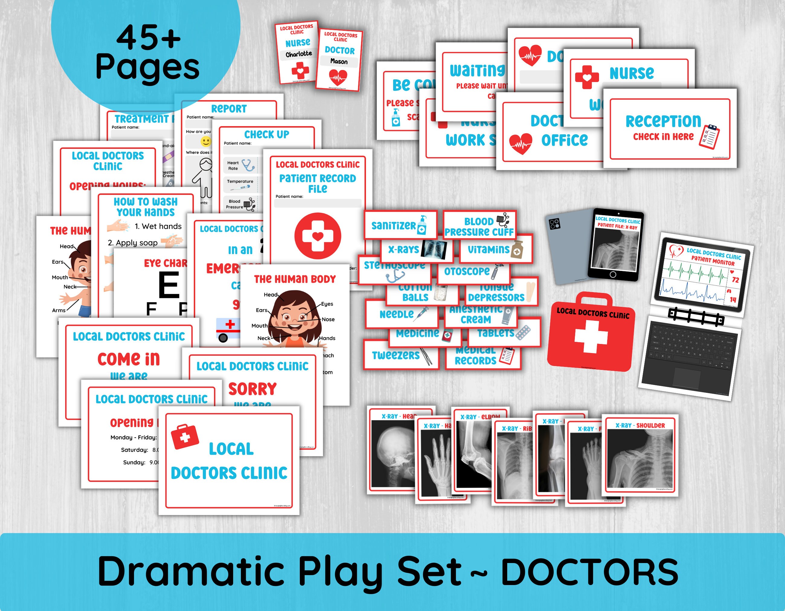 Doctors Pretend Play Set for Kids/ Printable Children's Dramatic Play ...