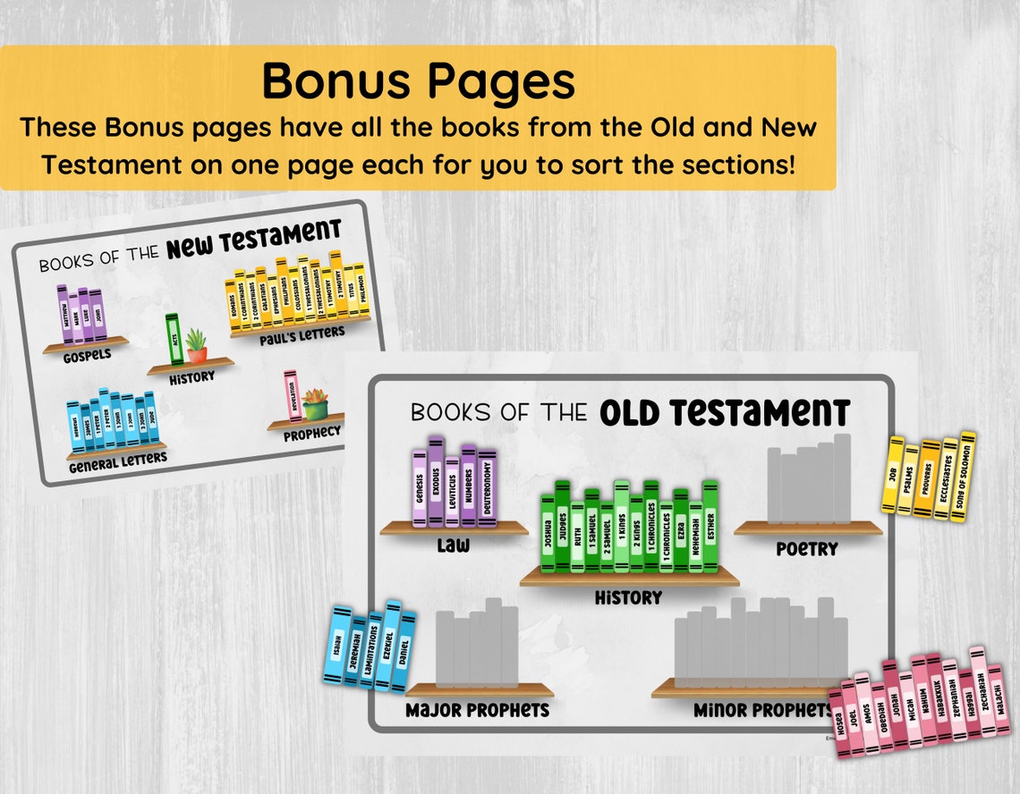 Books of the Bible Practice Game/ Printable Kids Bible Sorting - Etsy