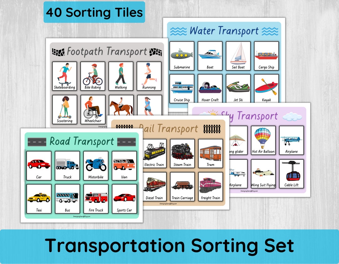 Toddler Transportation Sorting Activity, Printable Land, Sea, Water ...