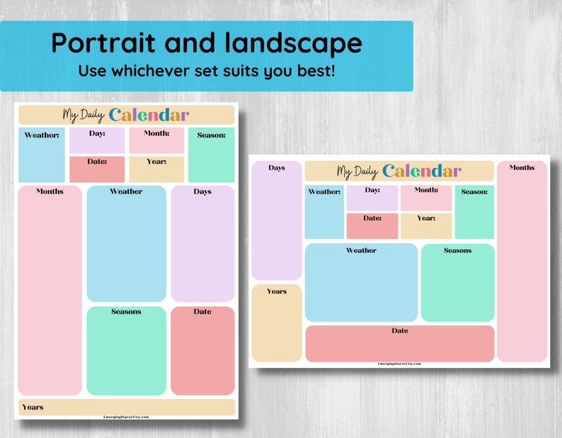 Children's Montessori Daily Calendar/ Interactive Home School Calendar ...