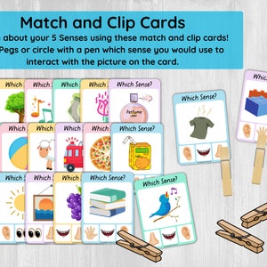 Preschool 5 Senses Match and Clip Cards/ Toddler Five Senses Activity ...