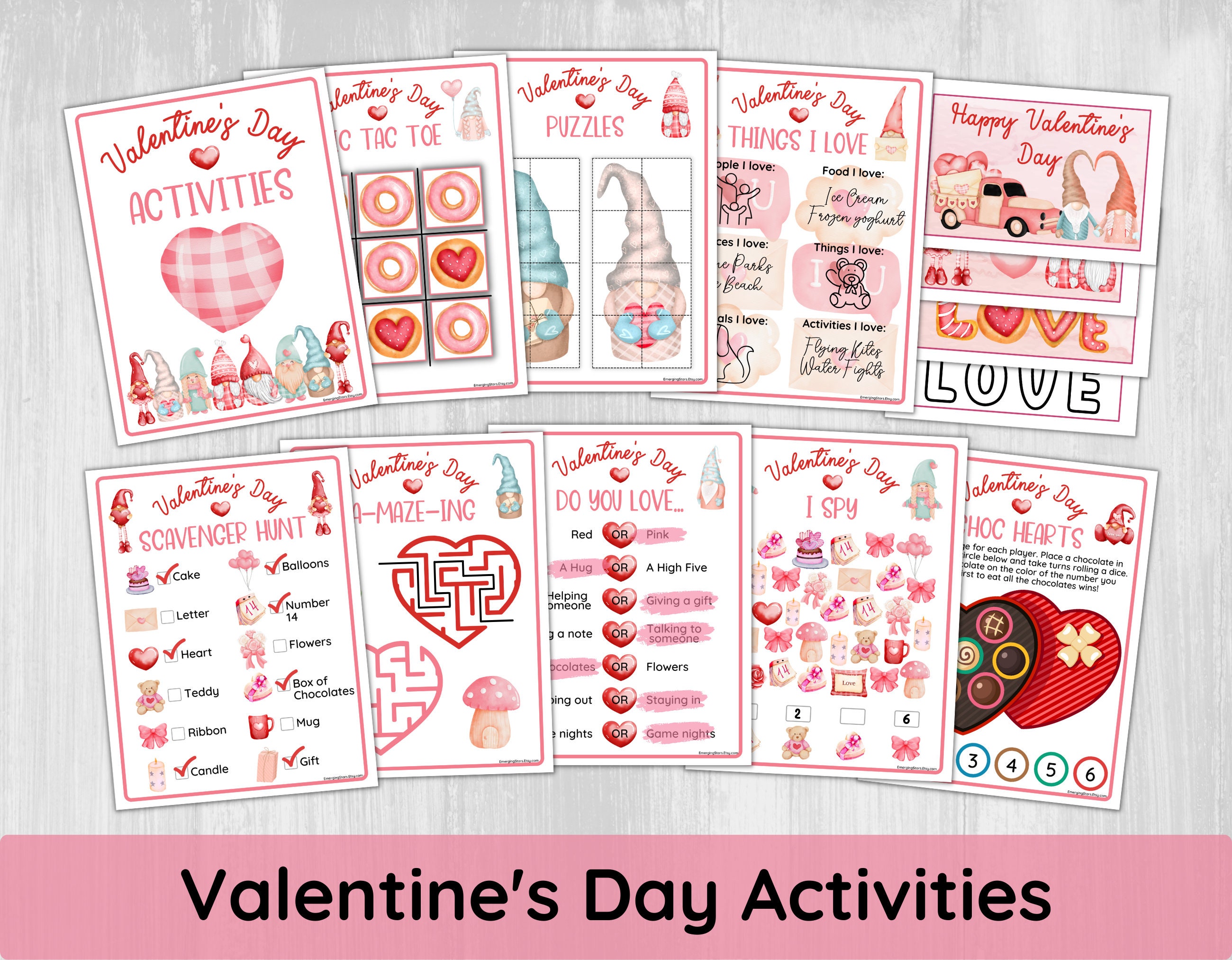 Kids Gnome Valentines Day Activities Printable/ Valentines Day Games ...