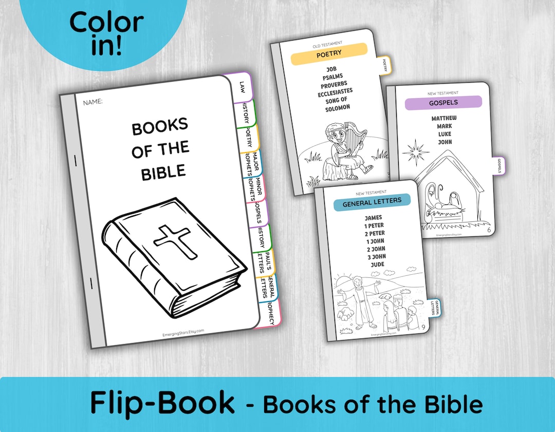 Books of the Bible Flip Book/ Download Kids Bible Coloring in Booklet ...