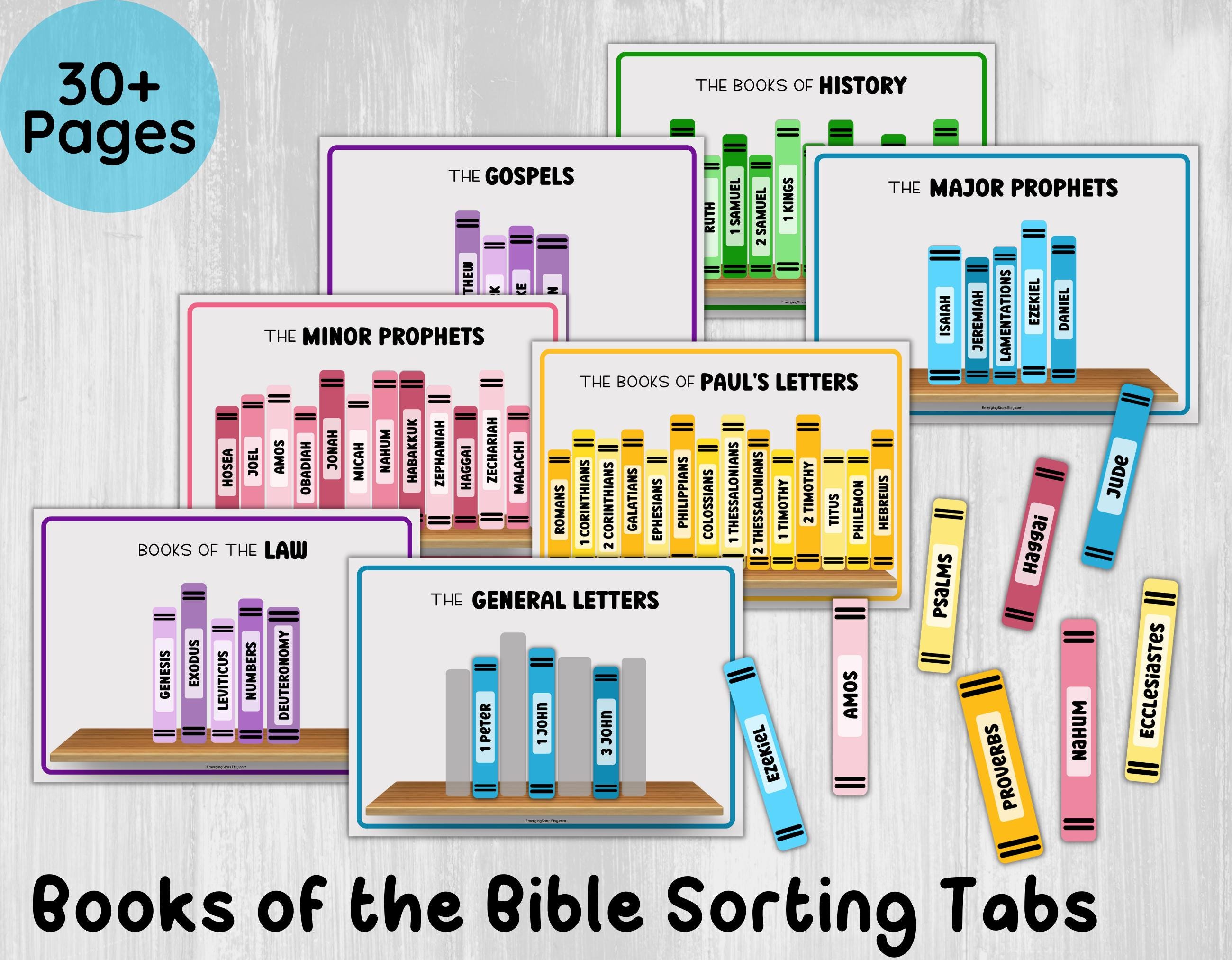 Ultimate Books of the Bible, Color in Bookmarks, Kids Bible Sorting ...