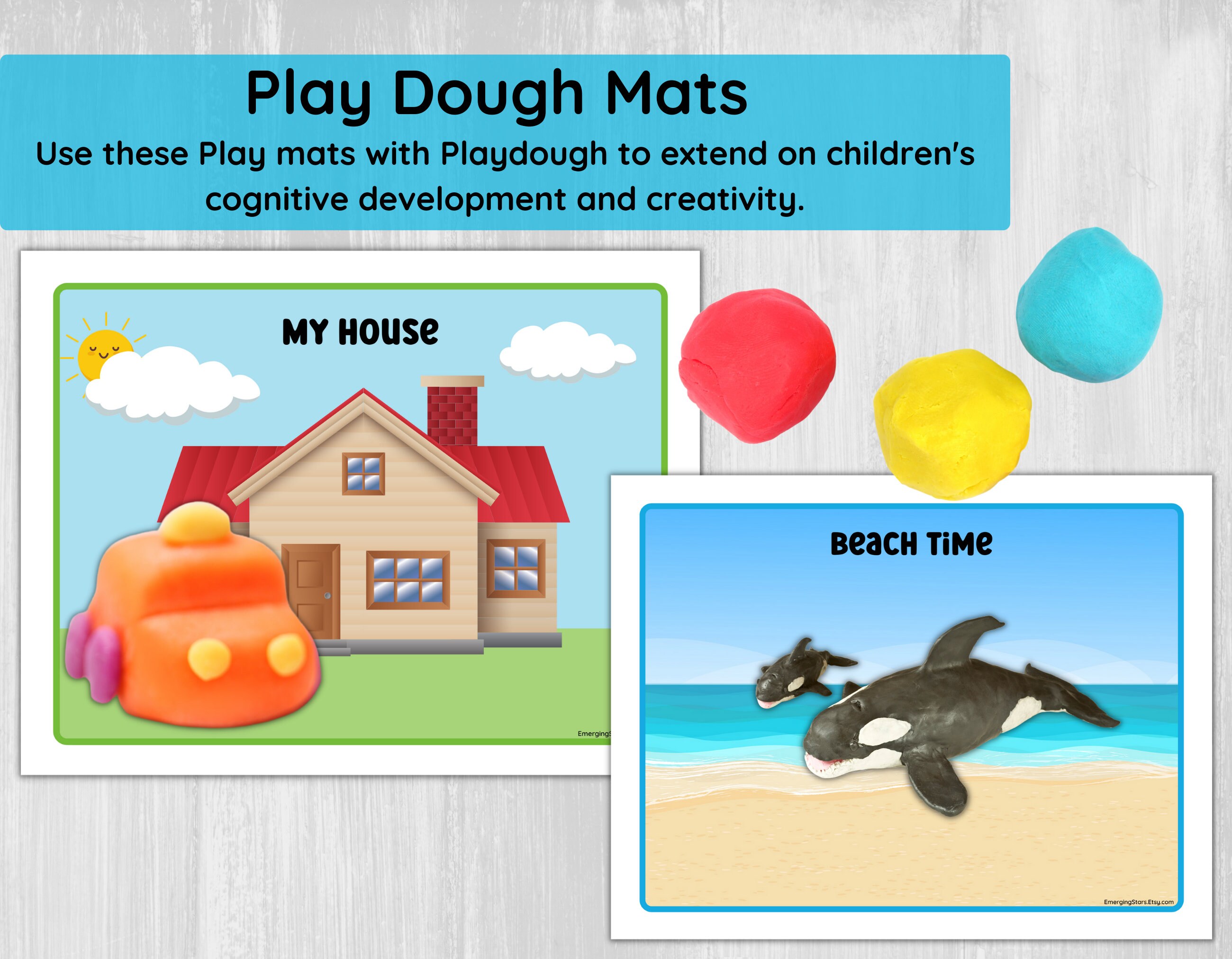 Play Dough Mats/ Toddler Play Dough Mat Activity/ Play Doh/ Montessori ...
