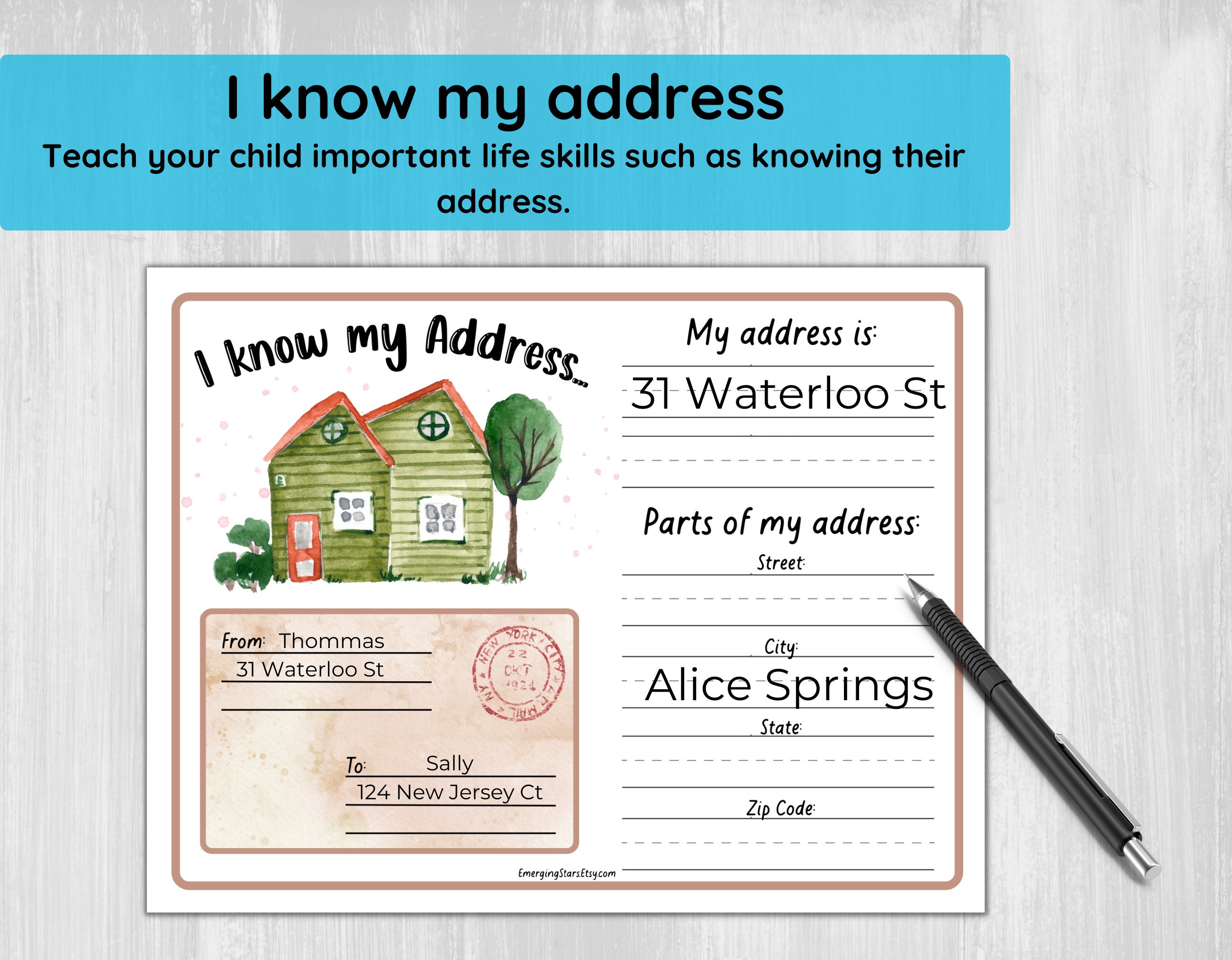 I Know My Address Activity, Preschool Phone Number Practice, Kids ...
