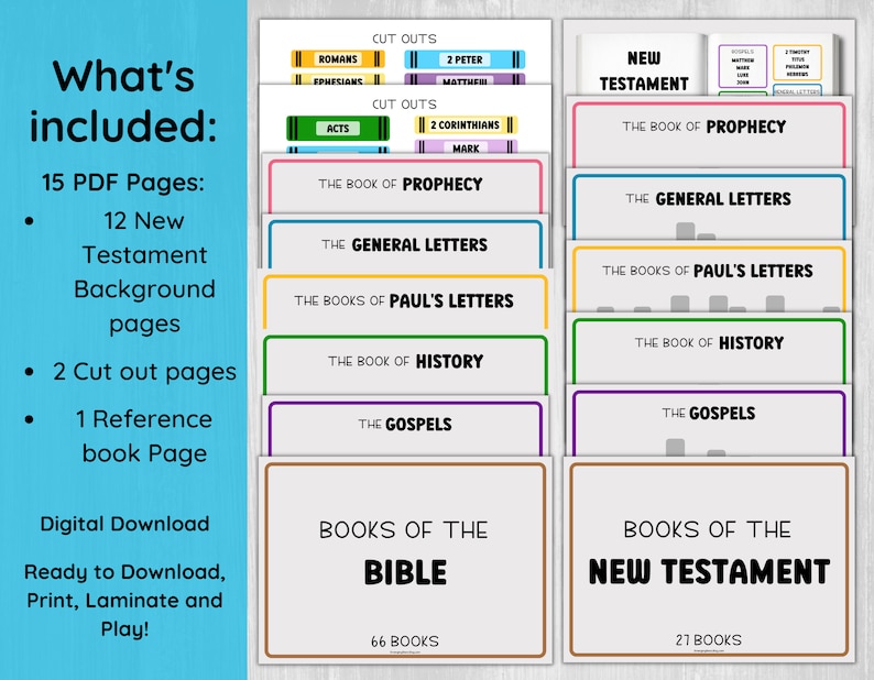 New Testament Books of the Bible Kids Sorting Activity Printable ...
