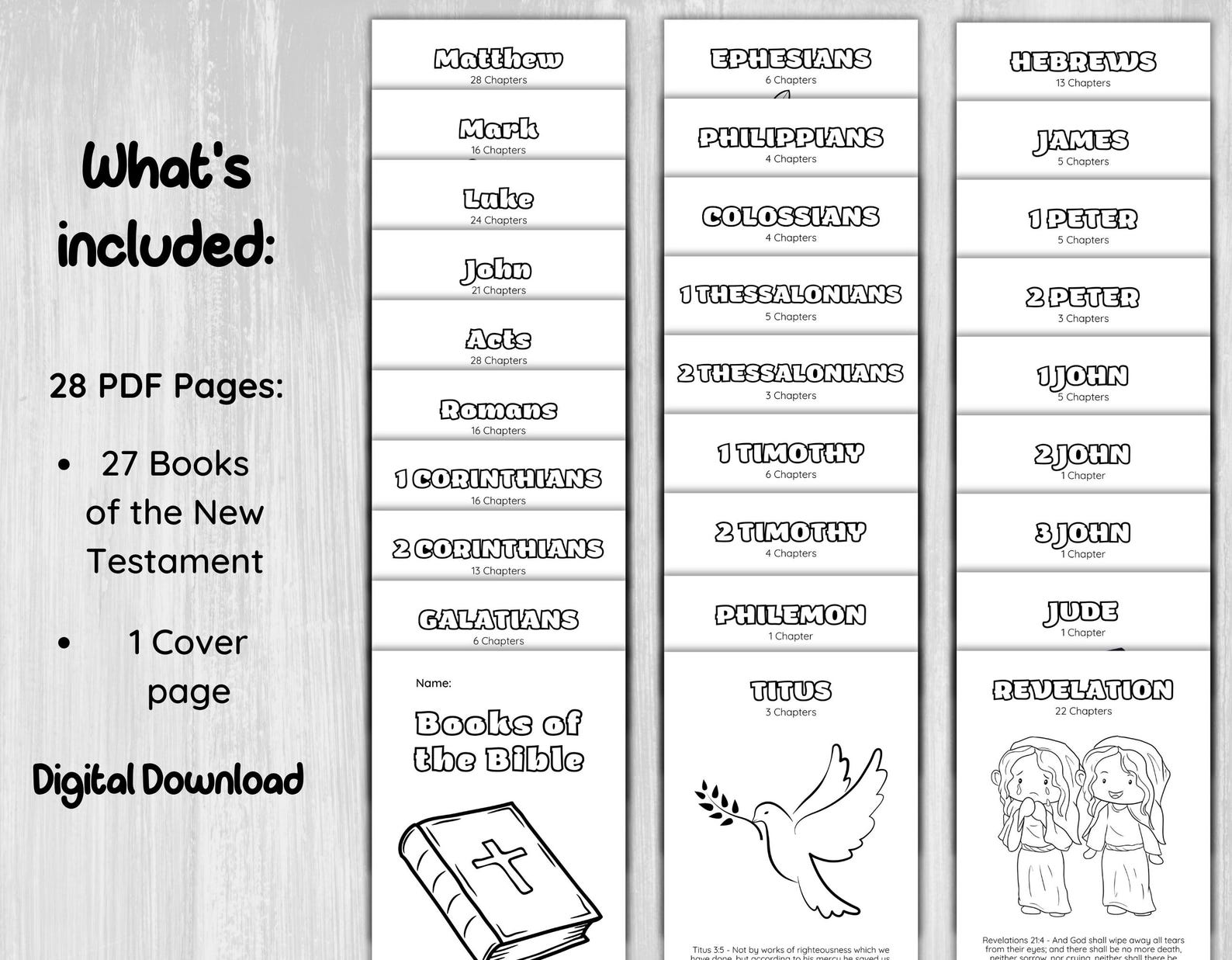 Preschool Coloring in Activity, Christian New Testament Books of the ...