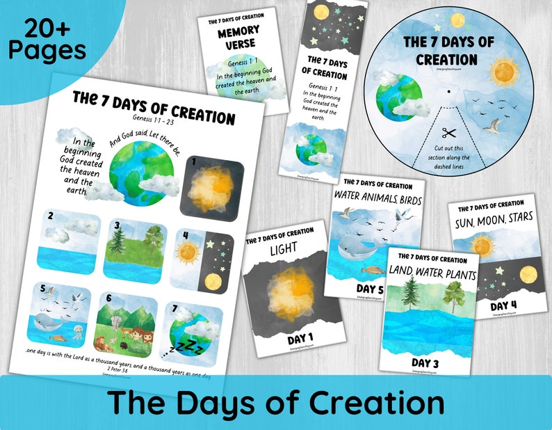 7 Days of Creation Printable Kids Bible Activity Sunday - Etsy