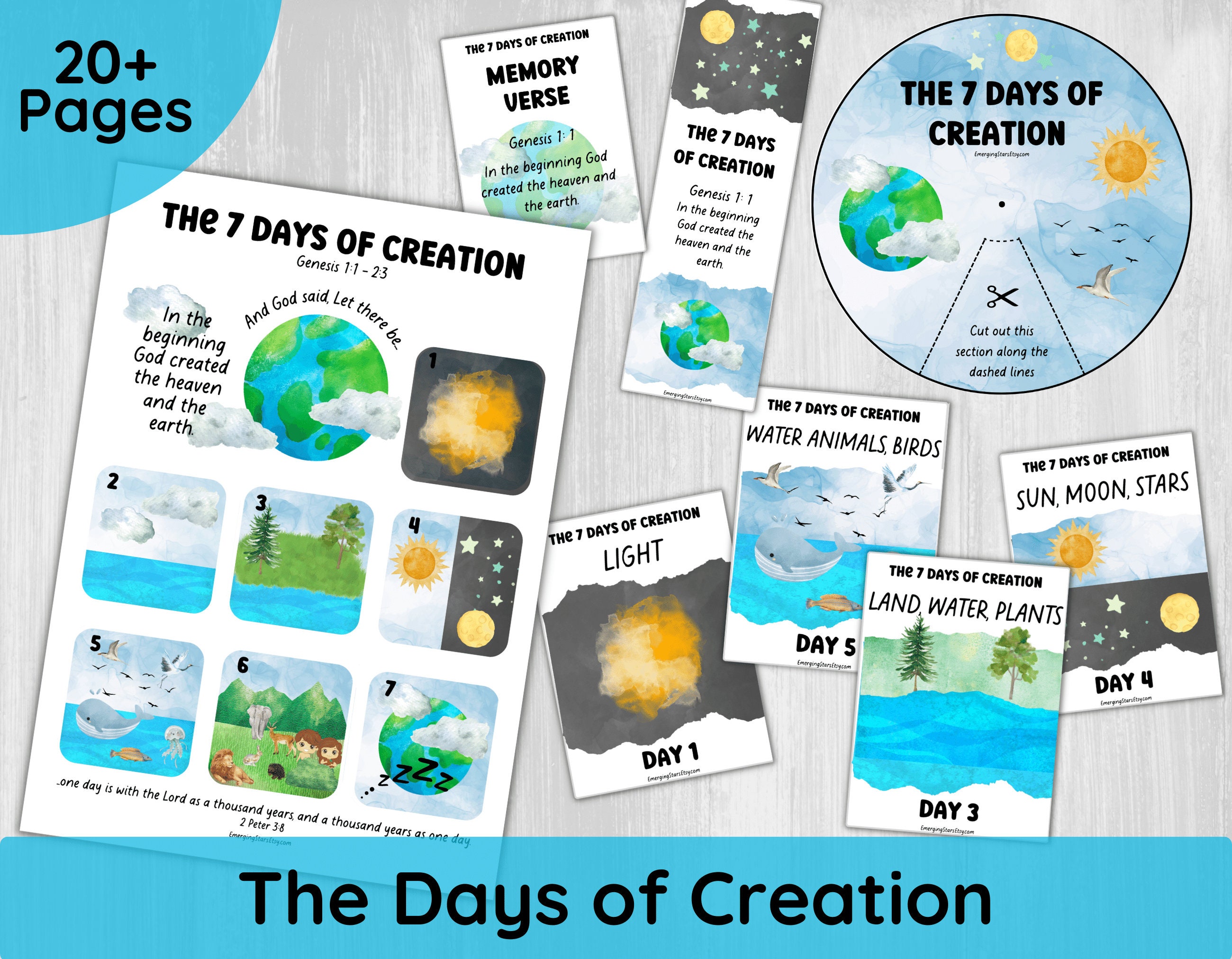 7 Days of Creation Printable Kids Bible Activity Sunday - Etsy Australia
