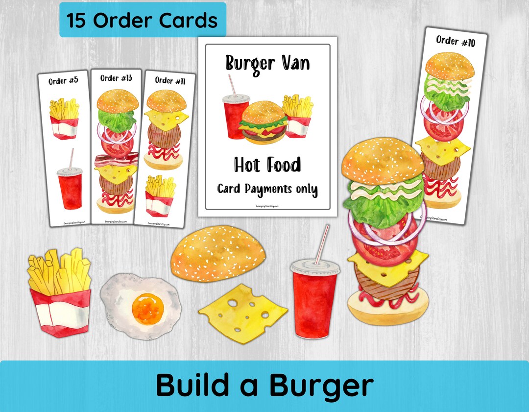 Preschool Build a Burger Game, Toddler Printable Burger Activity ...