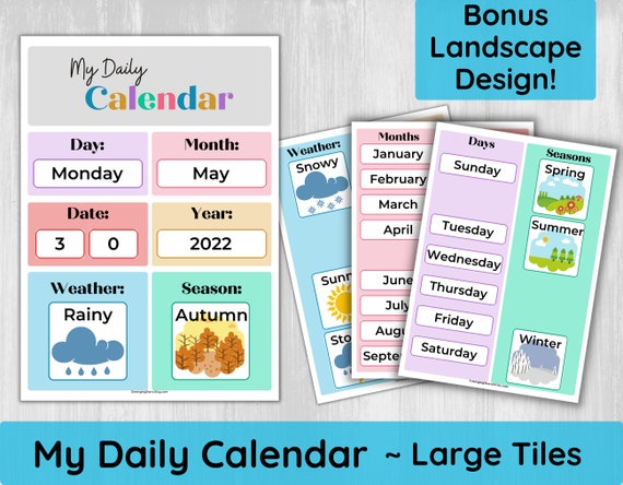 My Daily Calendar/ Montessori Interactive Calendar/ Morning | Etsy
