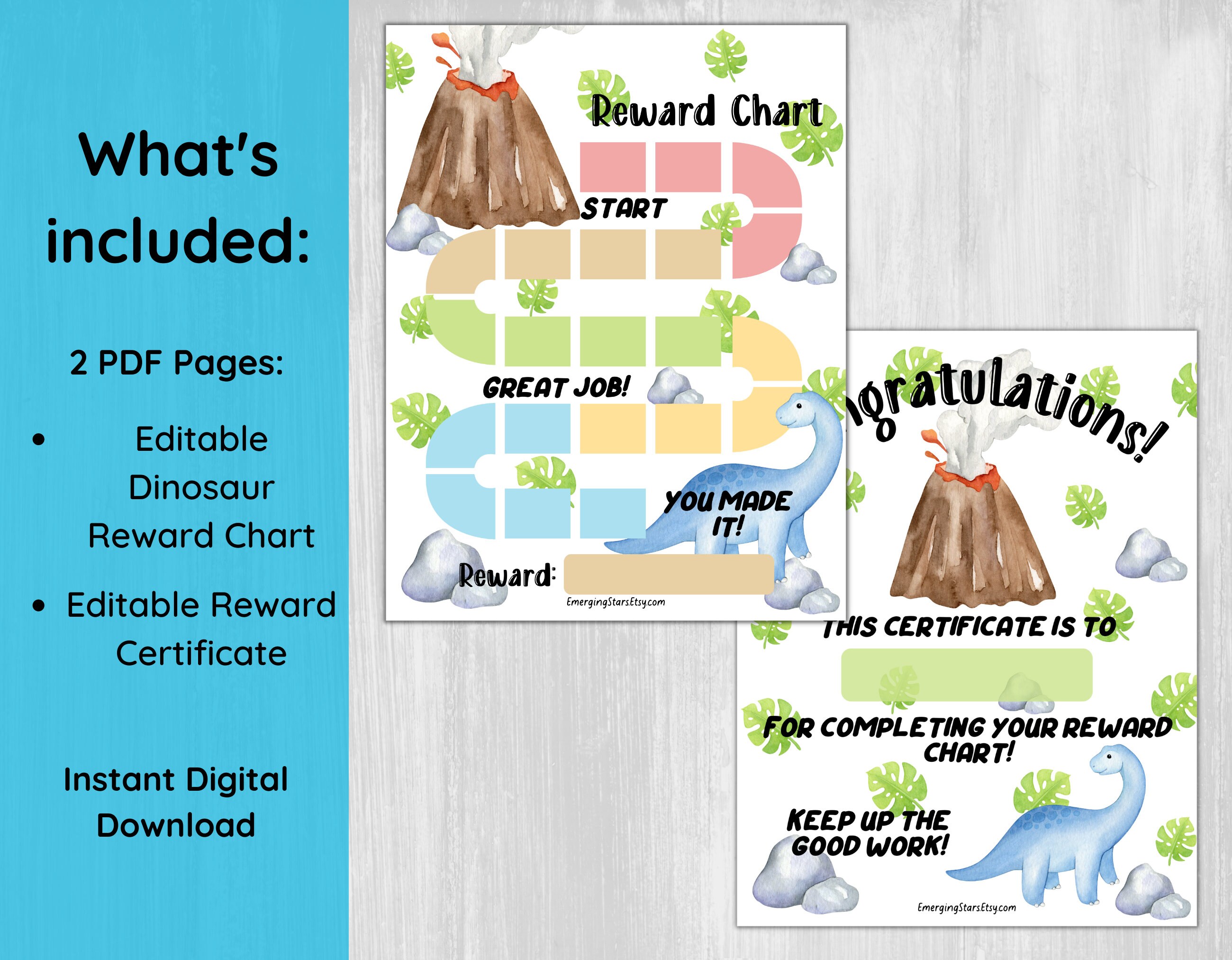Dinosaur Kids Reward Chart, Dino Chore Chart Printable, Dinosaur Potty ...