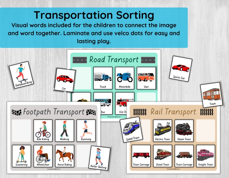 Toddler Transportation Sorting Activity, Printable Land, Sea, Water ...