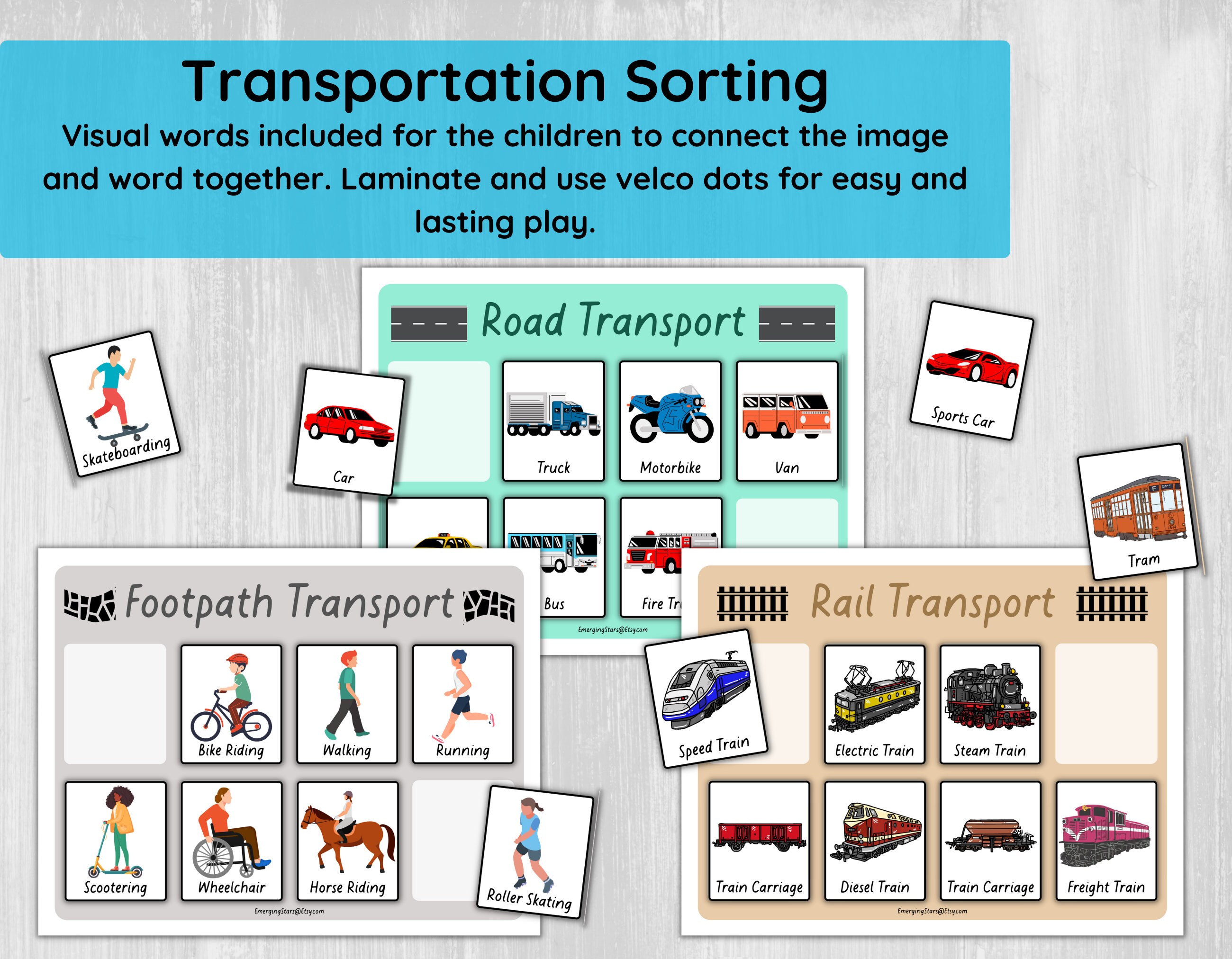 Toddler Transportation Sorting Activity, Printable Land, Sea, Water ...