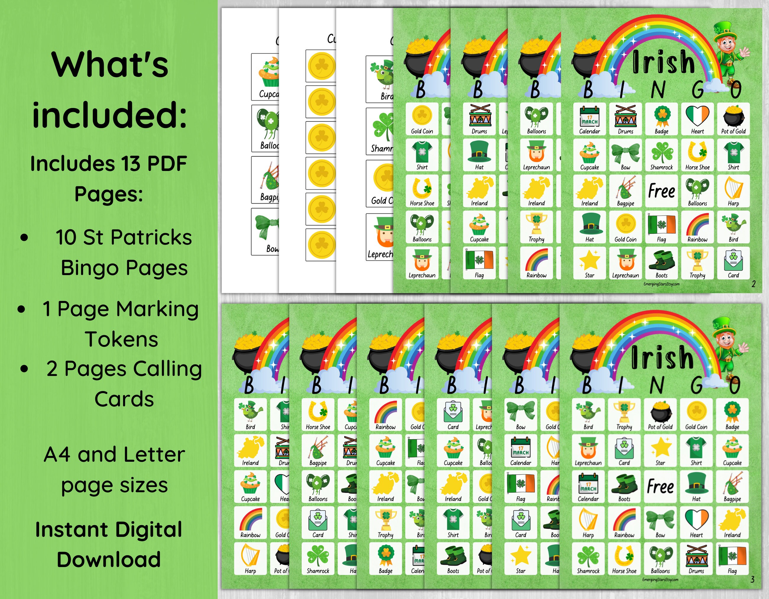 St Patrick's Day Kids Bingo Cards/ Saint Patricks Day Printable Bingo ...