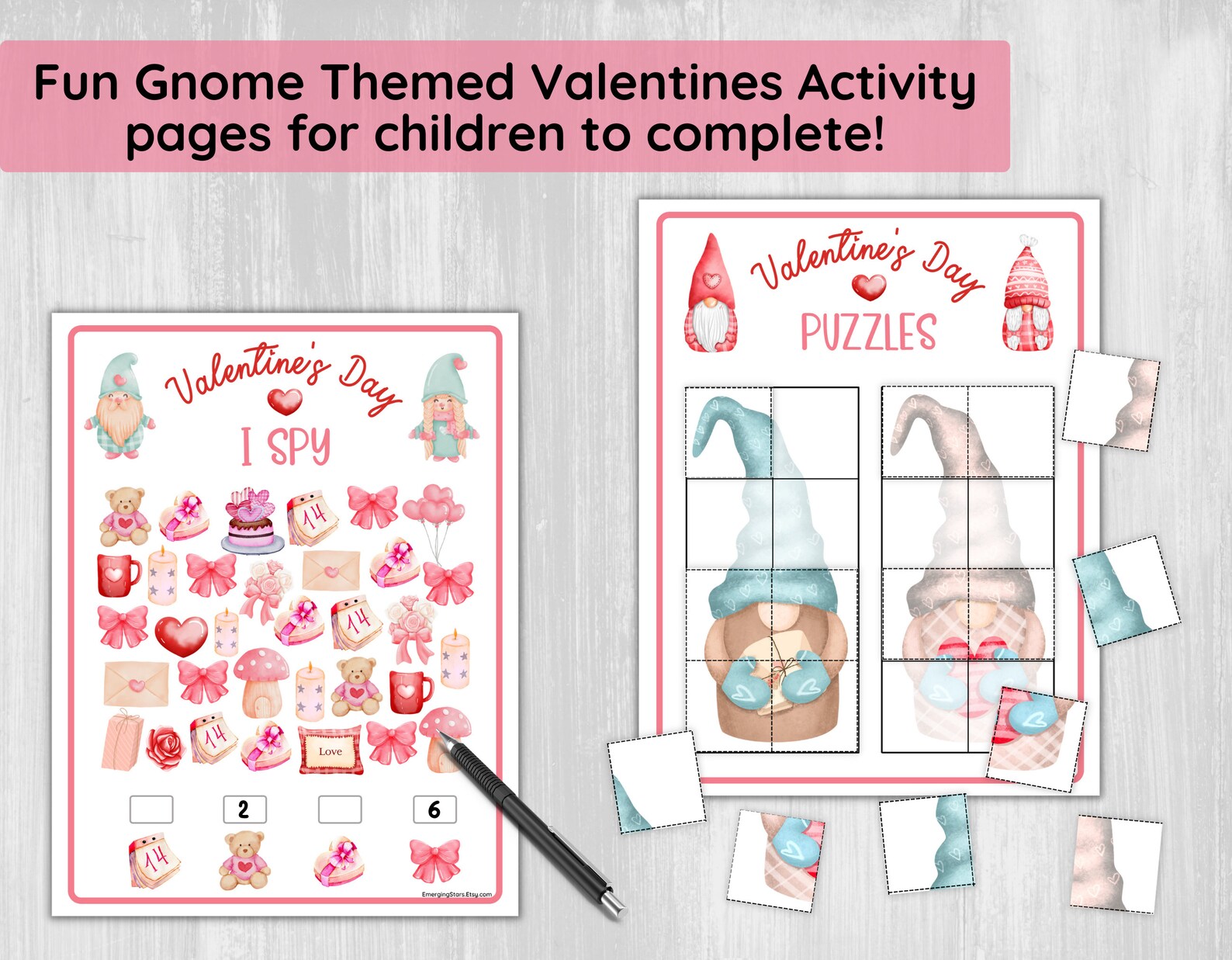 Kids Gnome Valentines Day Activities Printable/ Valentines Day Games ...