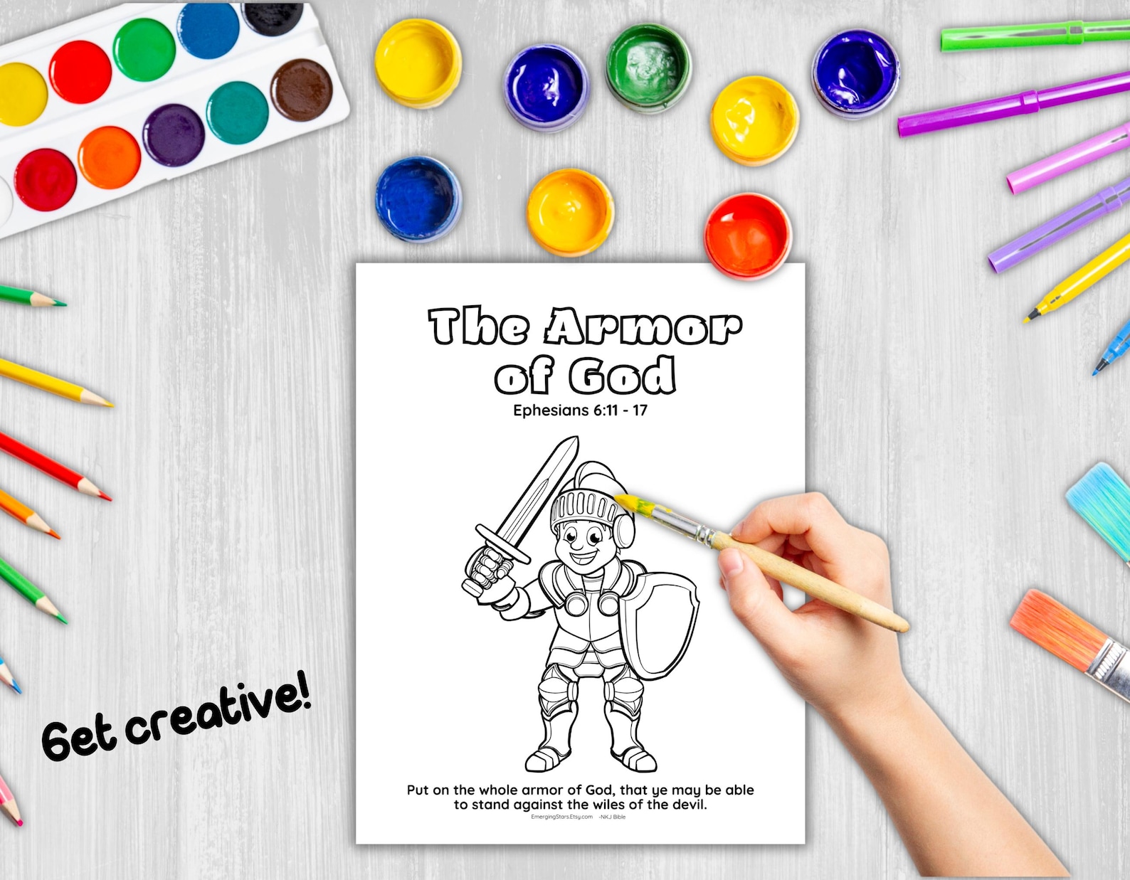 Armor of God Color in Pages for Kids, Christian Bible Verse Coloring ...