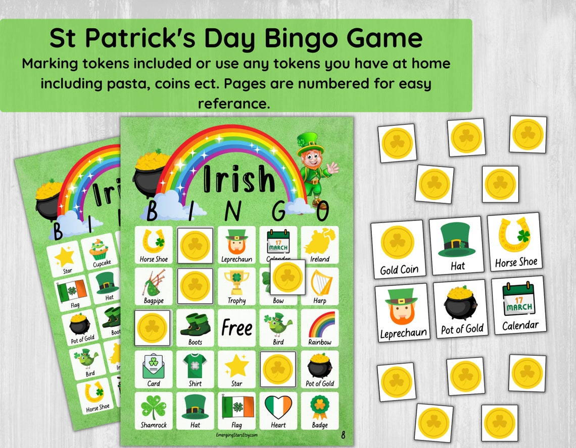 St Patrick's Day Kids Bingo Cards/ Saint Patricks Day Printable Bingo ...
