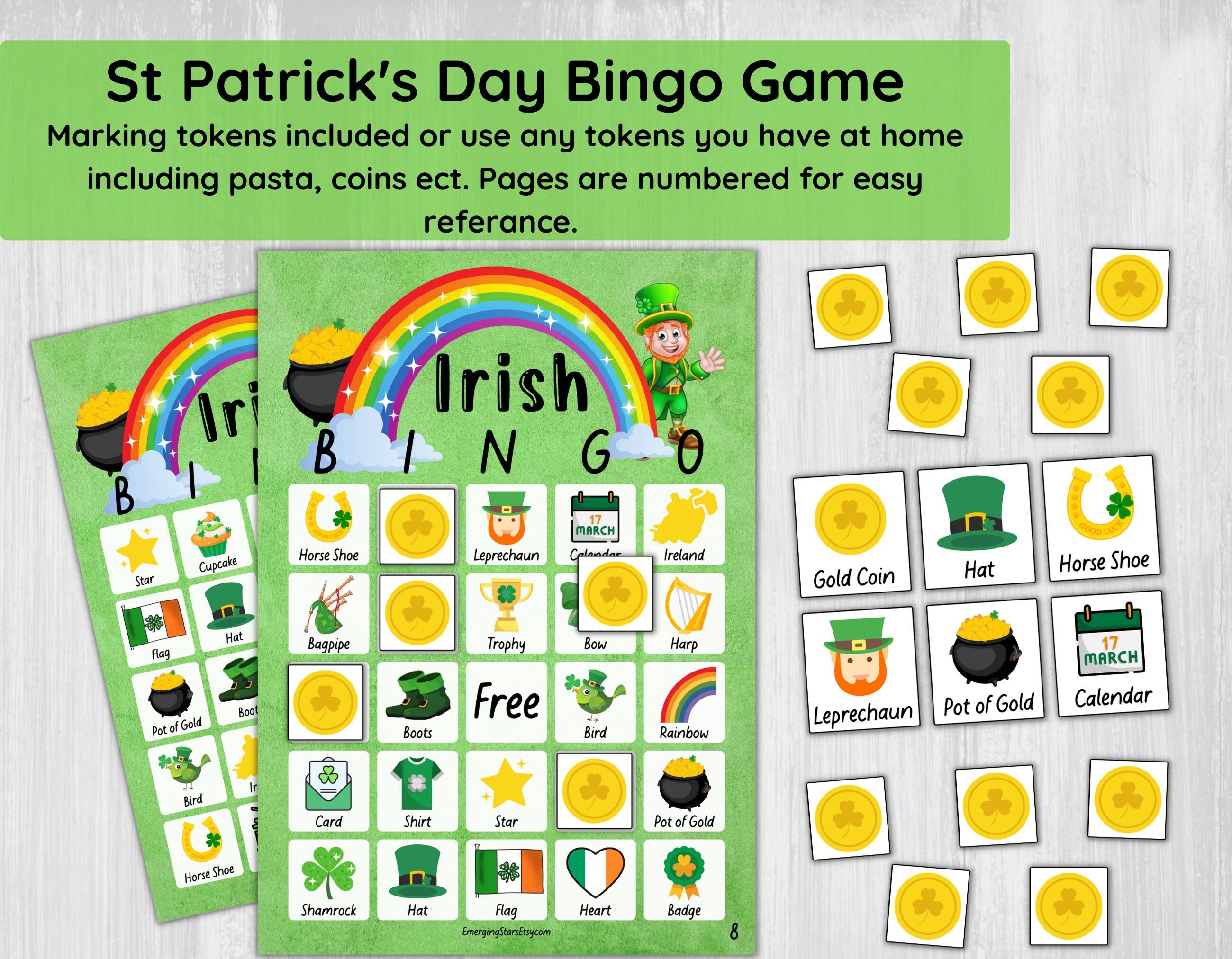 St Patrick's Day Kids Bingo Cards/ Saint Patricks Day Printable Bingo ...