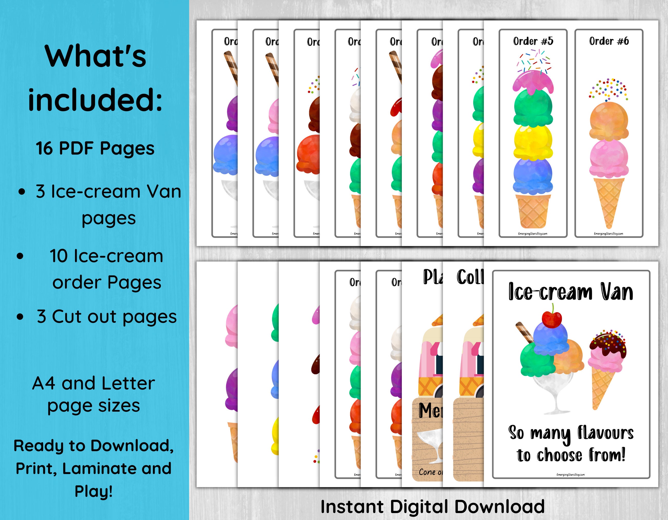 Toddler Build an Ice-cream Activity, Preschool Ice-cream Game Printable ...