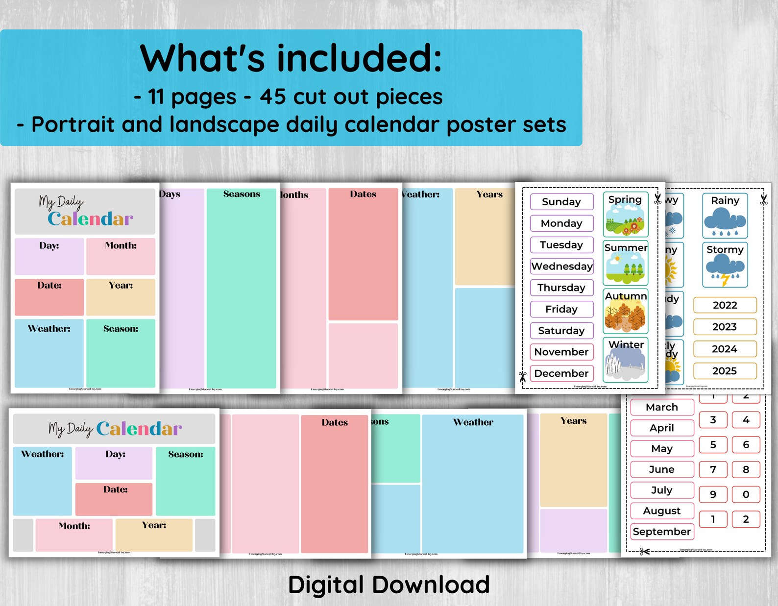My Daily Calendar/ Montessori Interactive Calendar/ (Instant Download ...