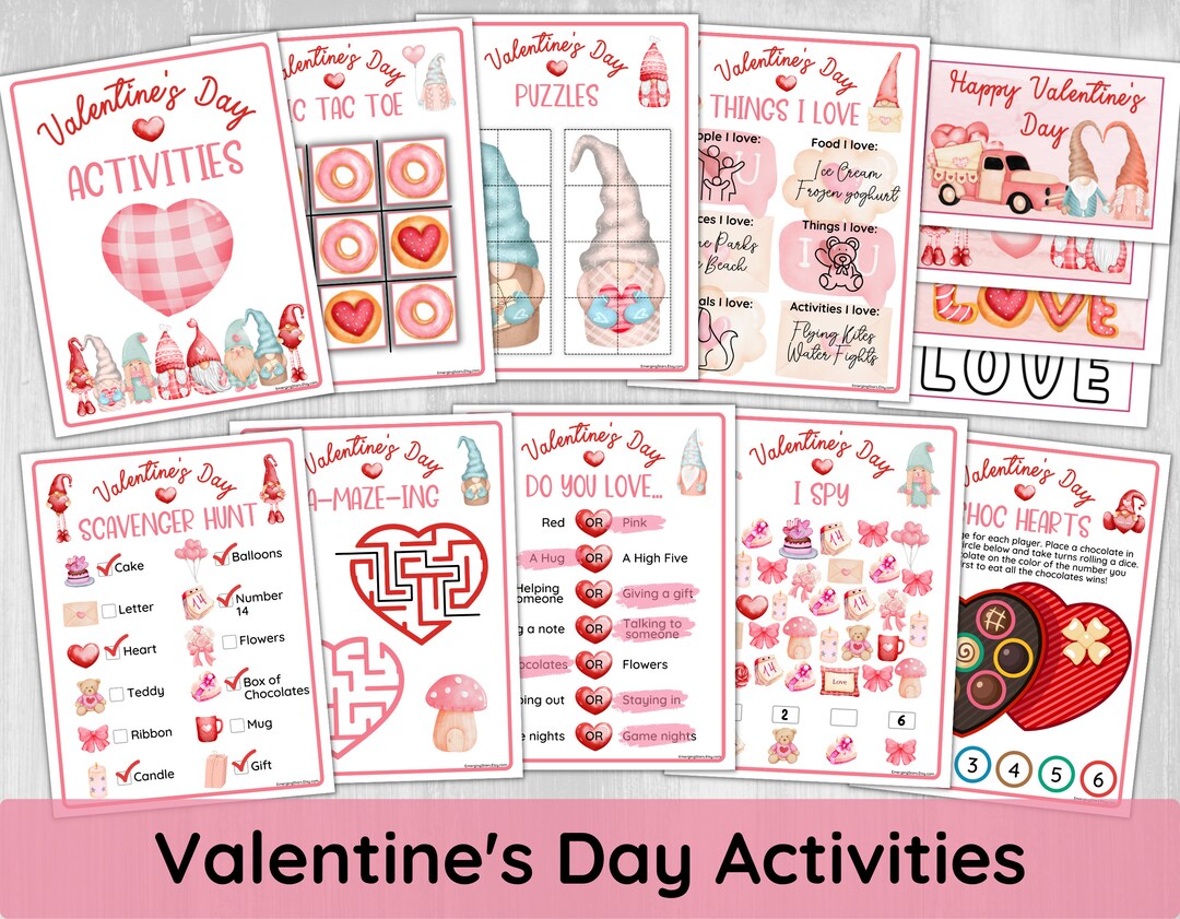 Kids Gnome Valentines Day Activities Printable/ Valentines Day - Etsy