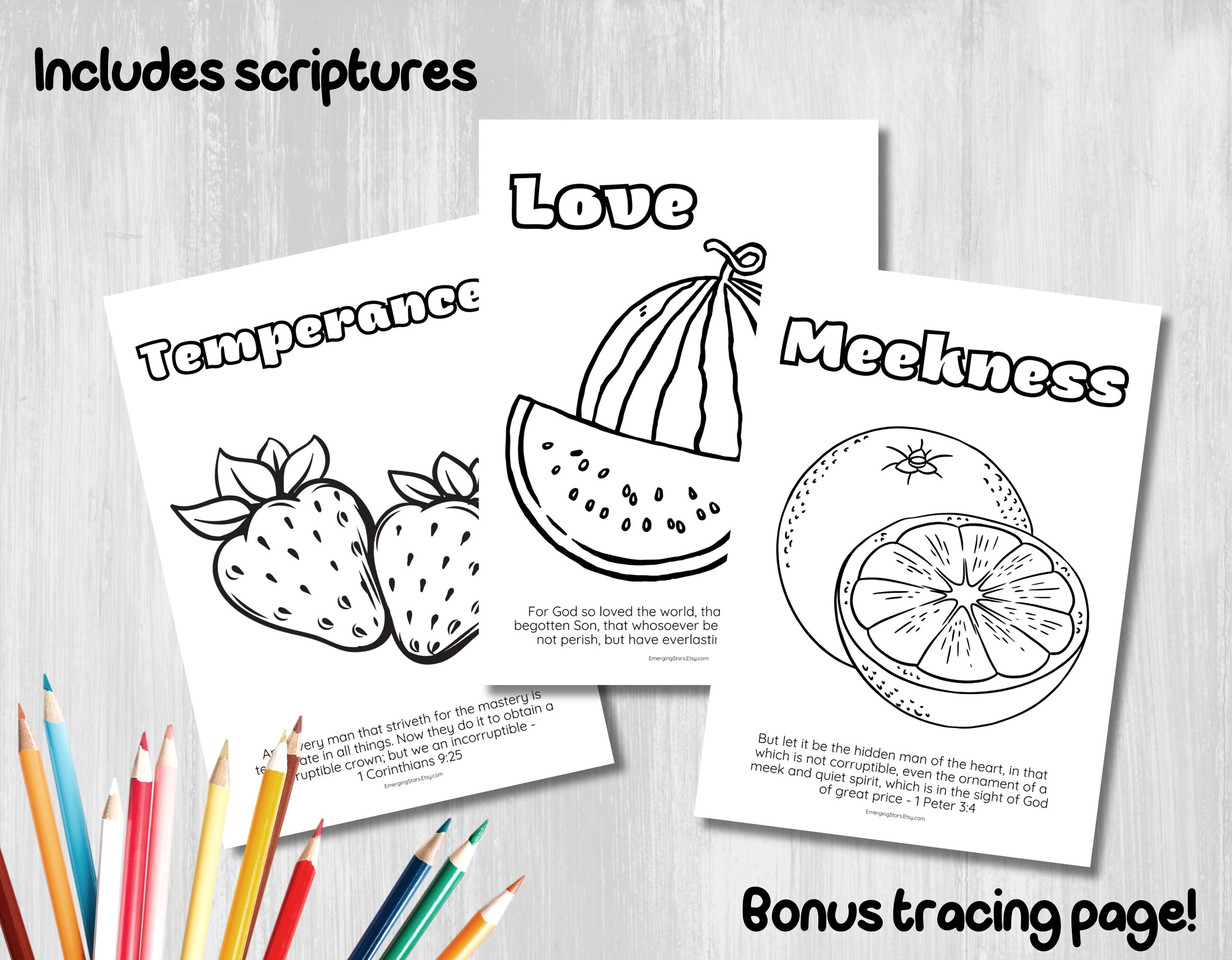 Fruit of the Spirit Color in Bible Activity for Kids, Faith Based ...