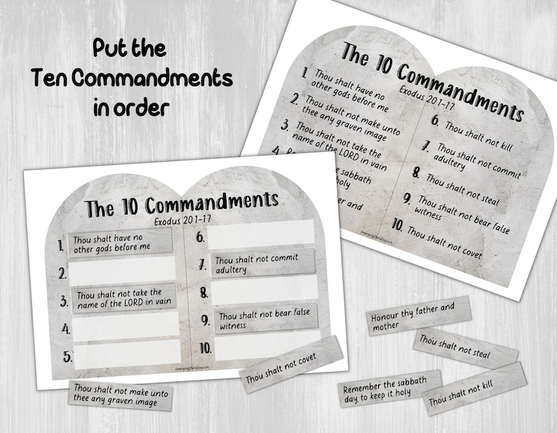 10 Commandments Moses Bible Story, Sunday School Game, Christian Kids ...