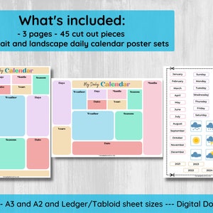 Children's Montessori Daily Calendar/ Interactive Home School Calendar ...