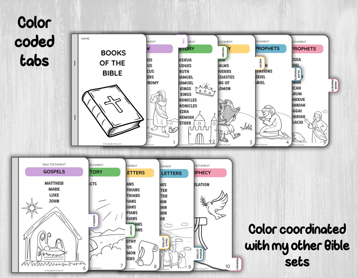 Books of the Bible Flip Book/ Download Kids Bible Coloring in Booklet ...