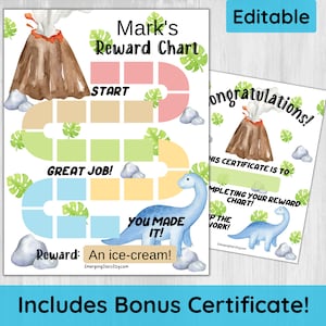 Dinosaur Kids Reward Chart, Dino Chore Chart Printable, Dinosaur Potty ...