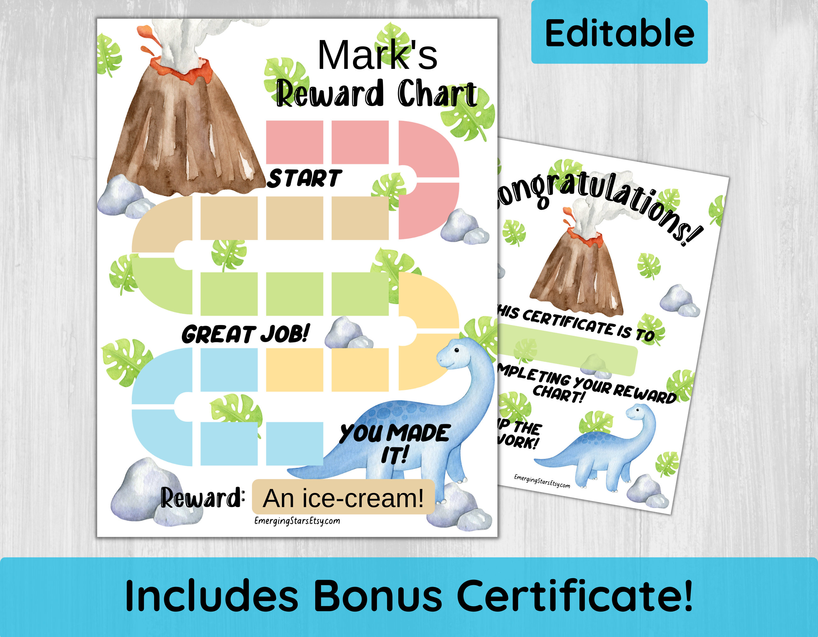 Dinosaur Kids Reward Chart, Dino Chore Chart Printable, Dinosaur Potty ...