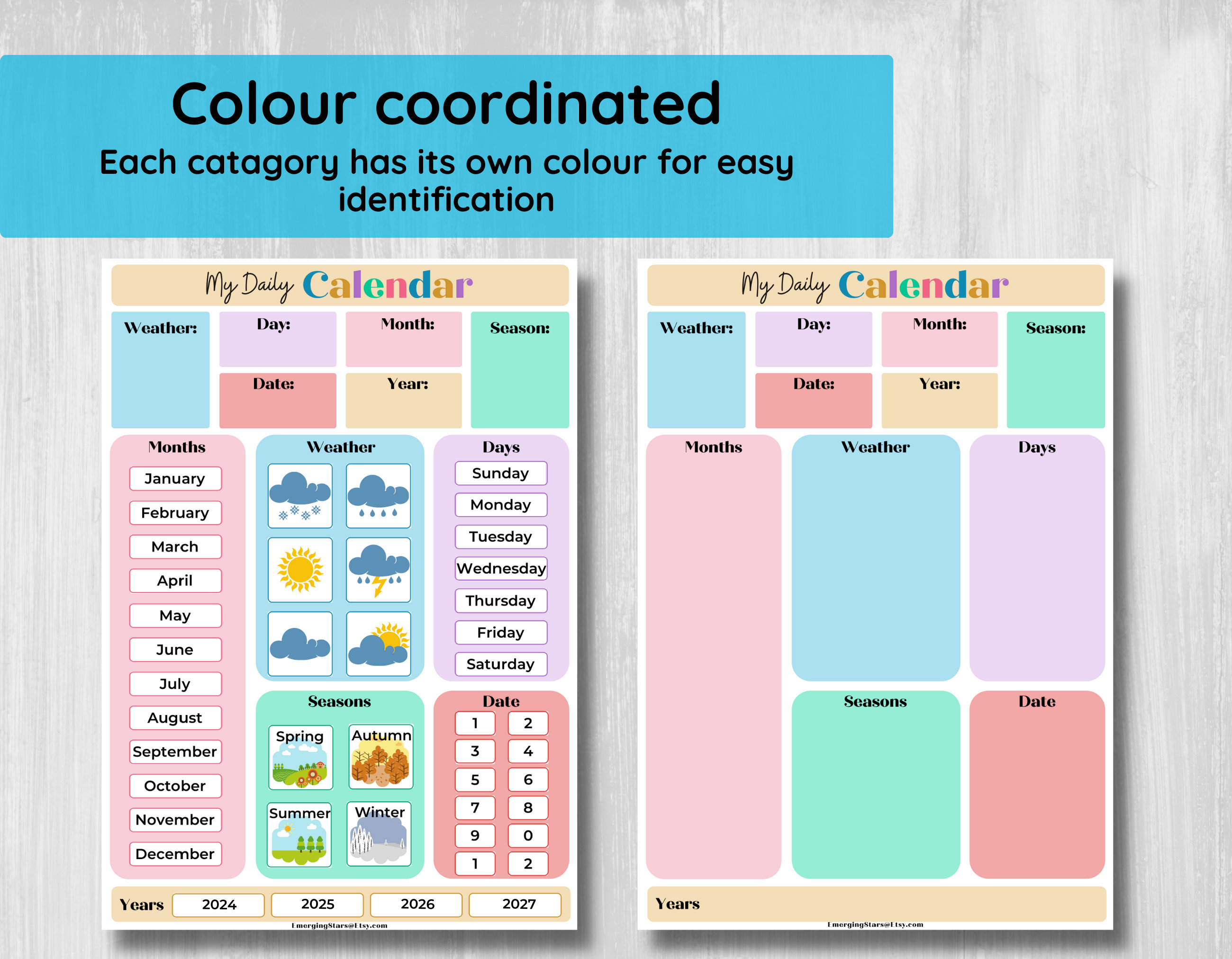 Children's Montessori Daily Calendar/ Interactive Home School Calendar ...